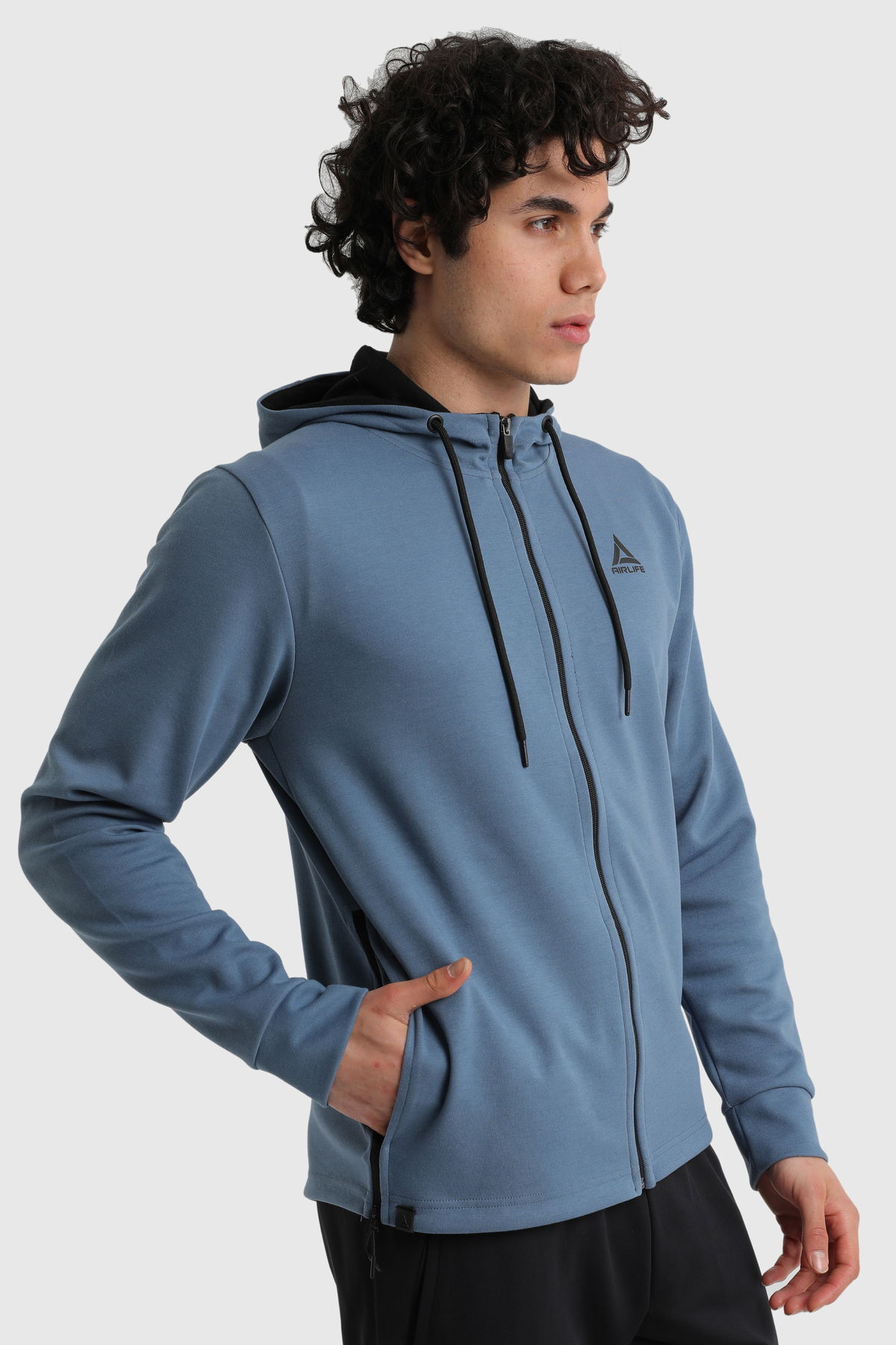 18025 - Indigo - Men's Hooded Zipper Sweatshirt - Whosale Airlife Store